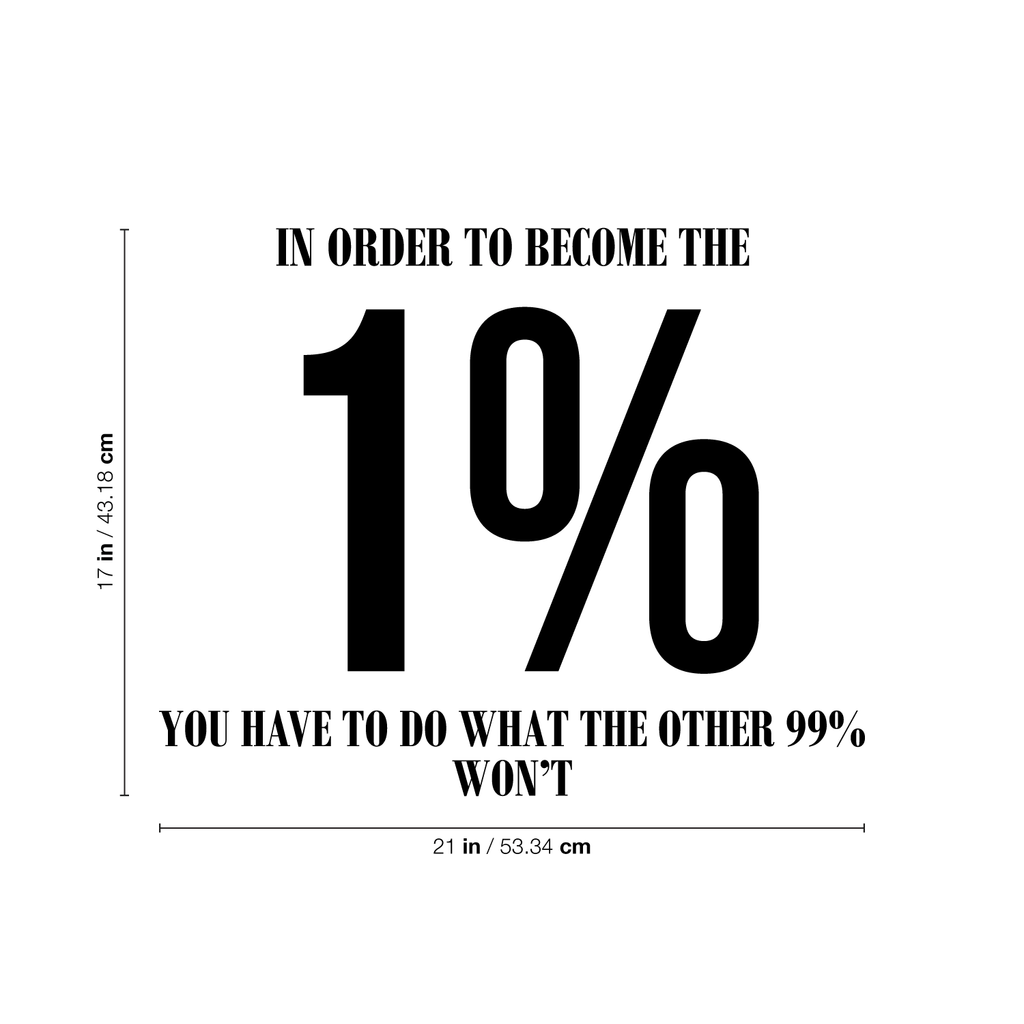 Vinyl Wall Art Decal - In Order To Become The 1 % - Modern Motivationa ...