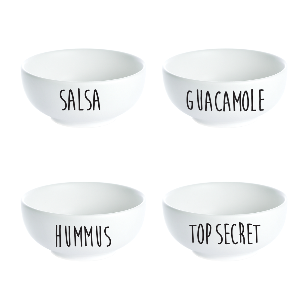 Vinyl Art Decals - Set of 4 Bowl Labels - 1.Each - Kitchen Bowls Cupbo ...